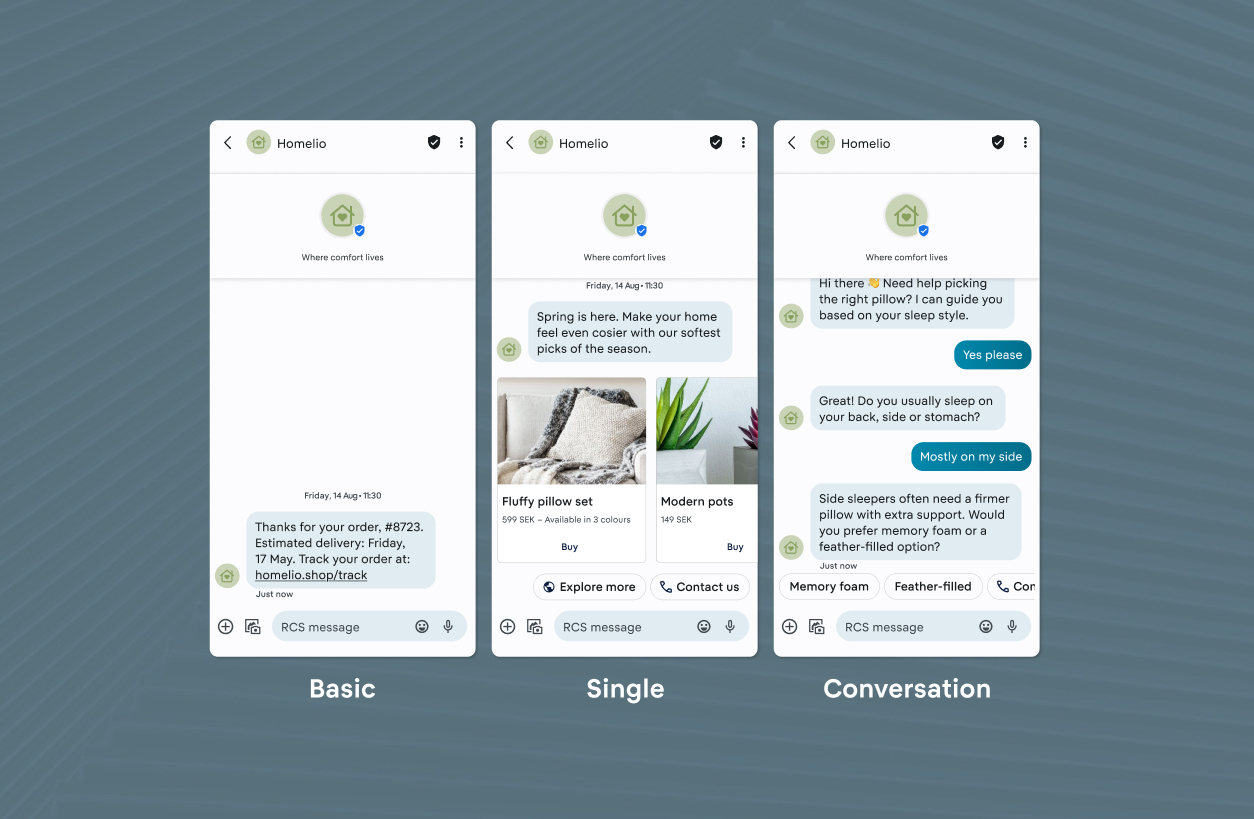 RCS message types explained: basic, single and conversation